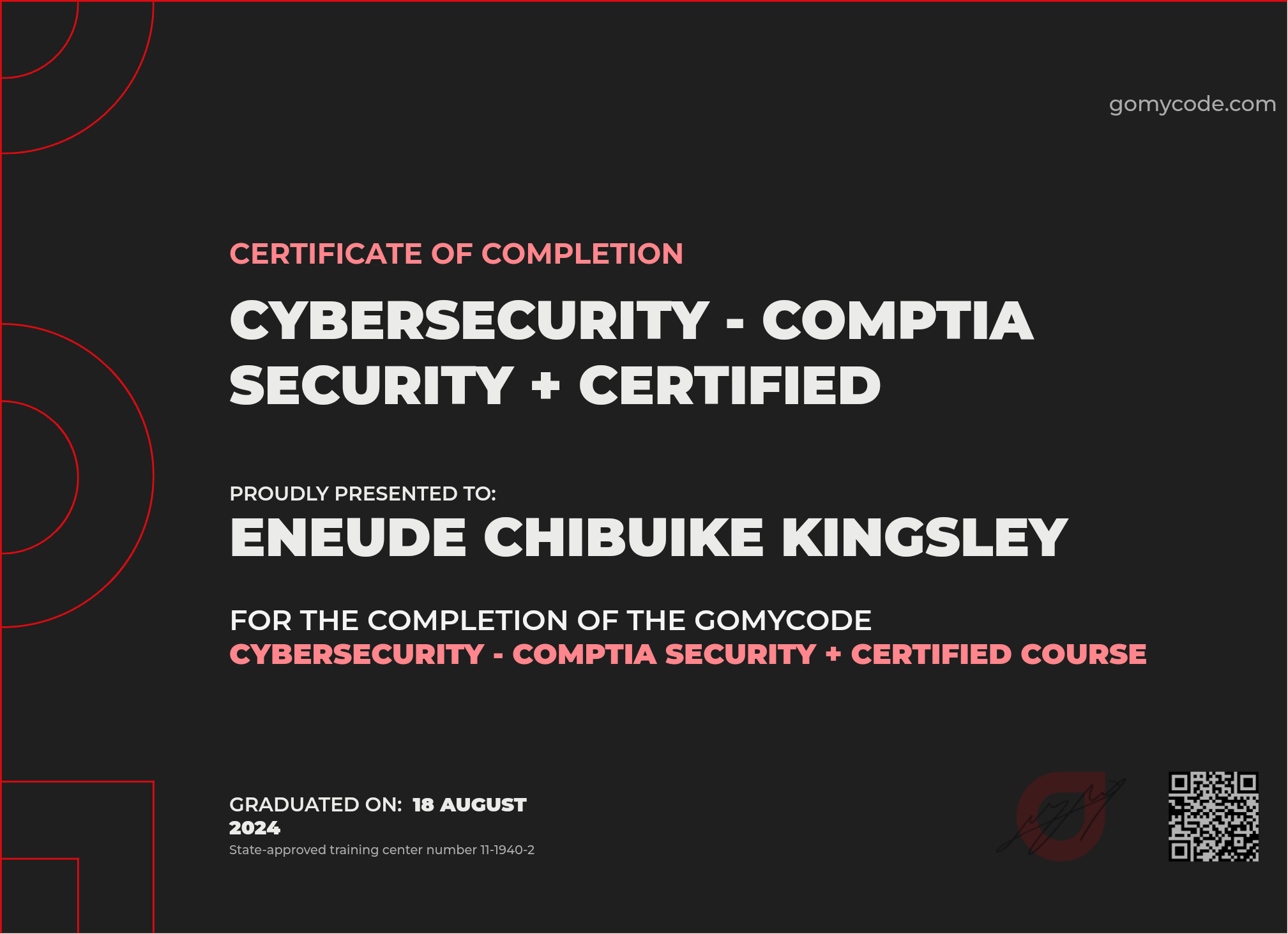 Eneude Chibuike Kingsley Certificate of Completion Cybersecurity ...