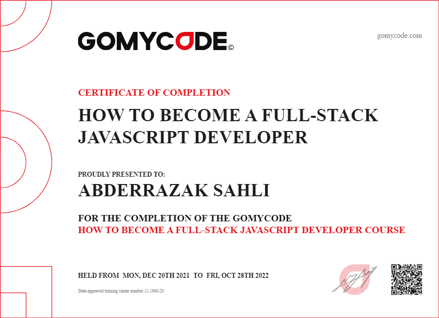 Abderrazak Sahli Certificate of Completion How to Become a Full-stack ...