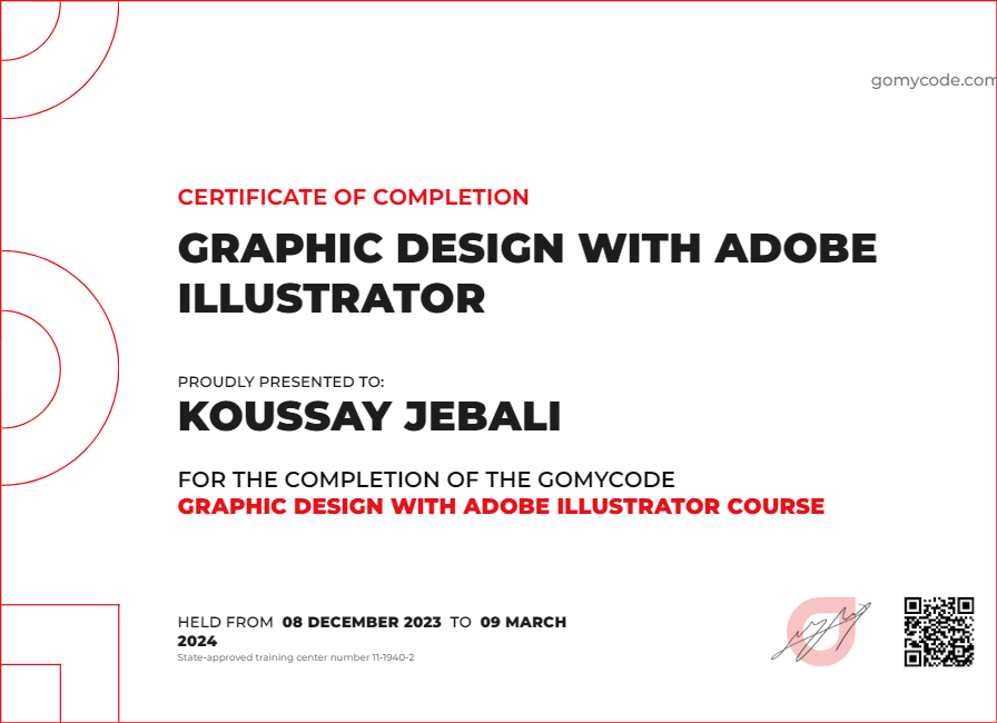 Koussay Jebali Certificate of Completion Graphic Design With Adobe ...