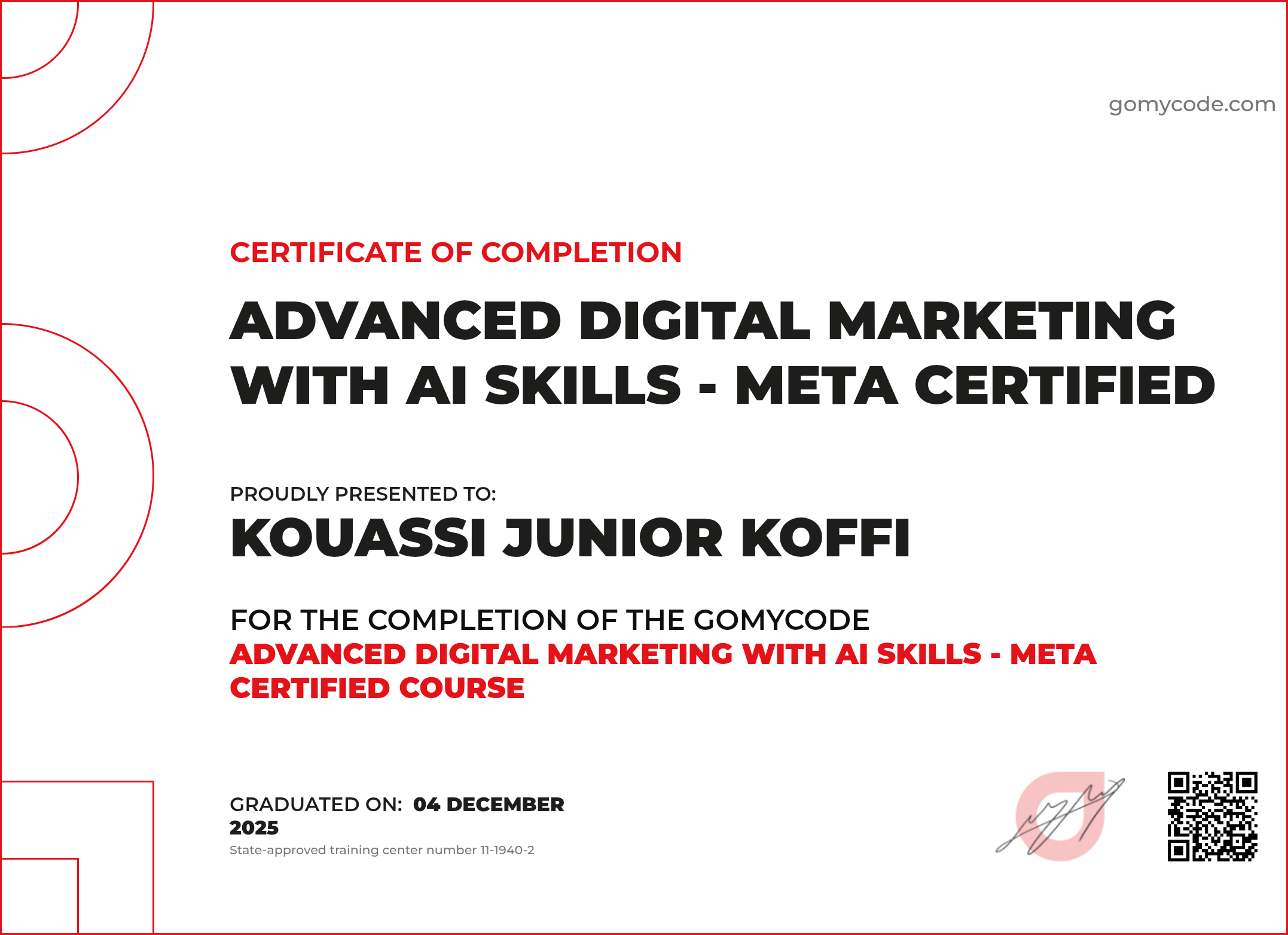 Kouassi Junior KOFFI Certificate of Completion Advanced Digital ...